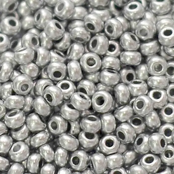 01700 10/0 чеський бісер Preciosa, 50 г, срібний, непрозорий металік ...