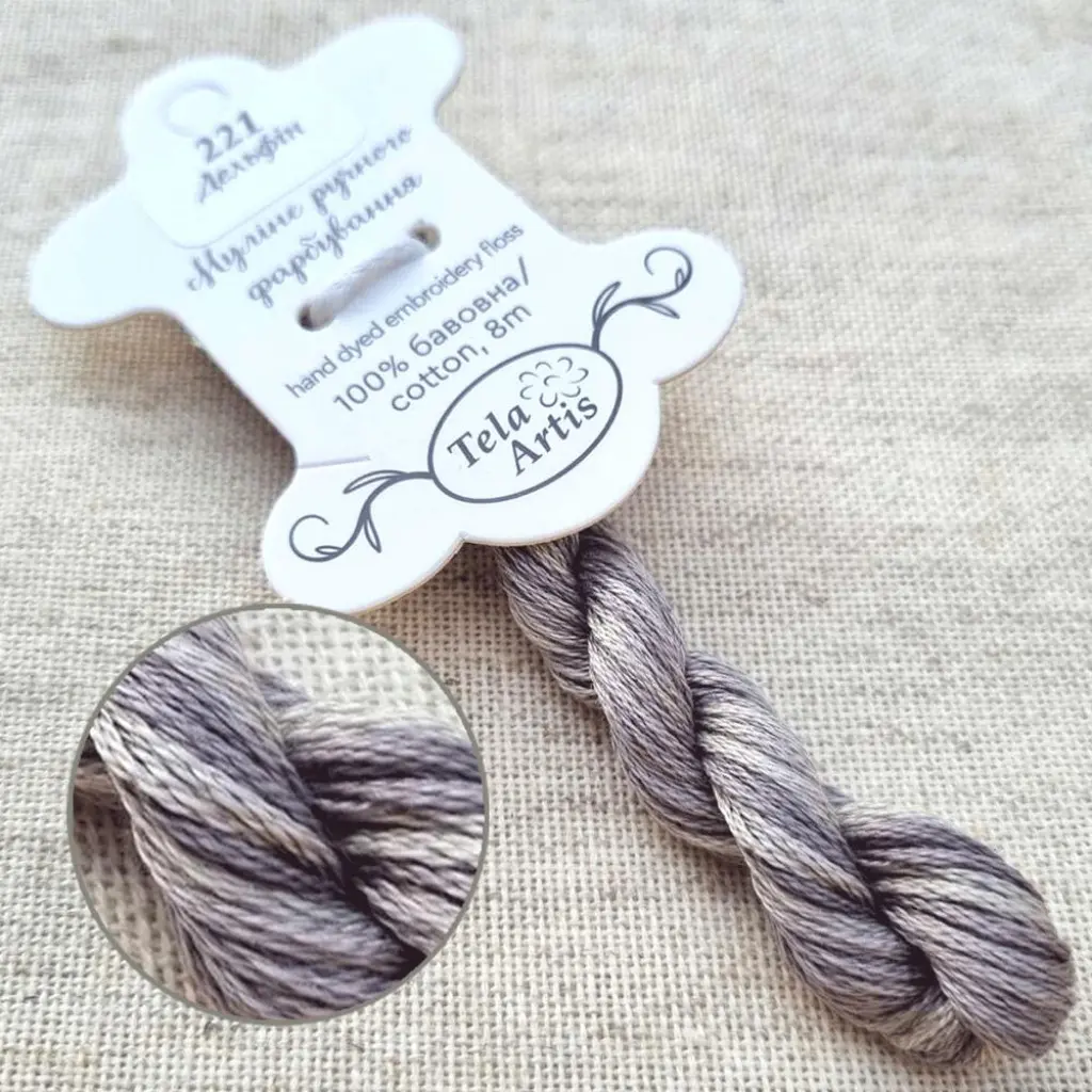 221 Муліне ручного фарбування, TelaArtis, 8м, колір Дельфін (основа DMC ...