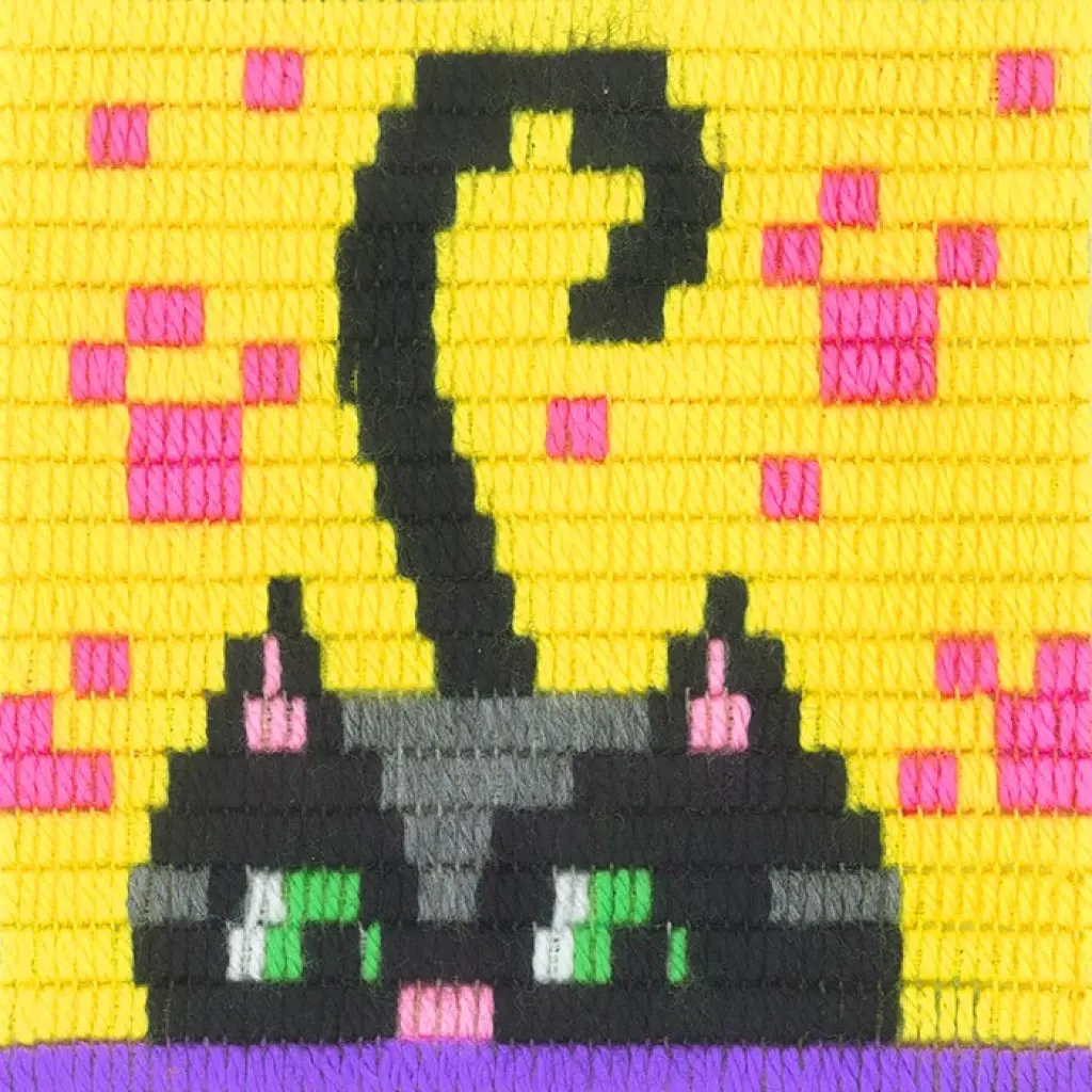I-045 Хитрий кіт. Stitch me. Набір для вишивки пряжею вертикальним ...