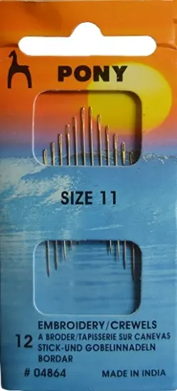 04864 Голки для вишивання №11. Pony (Індія)| golka.com.ua. Низька ціна ...