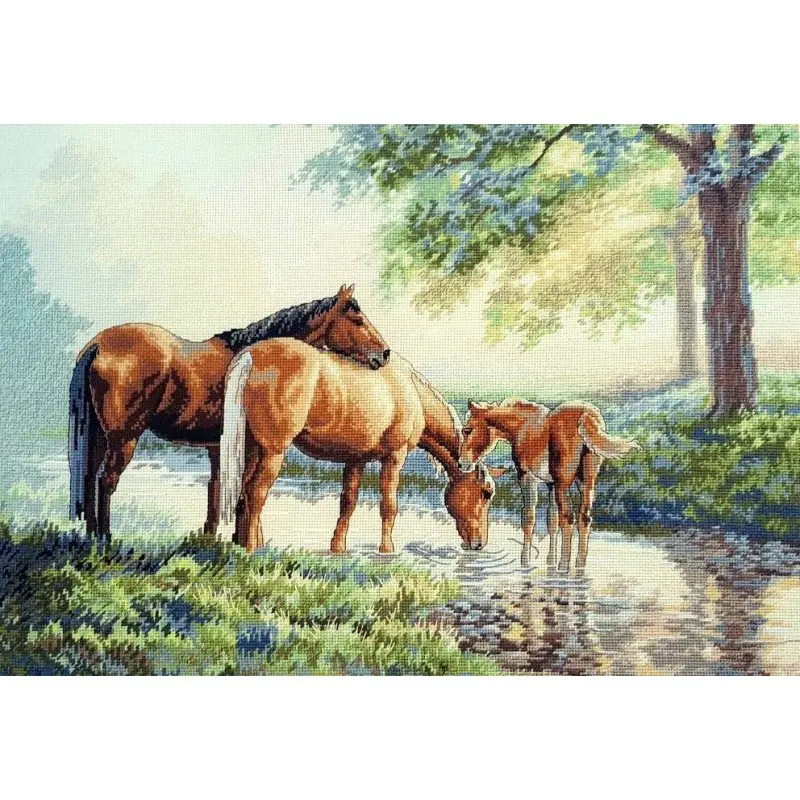 4583 Коні на водопої, 46х32 см. Classic Design. Набір для вишивки ...