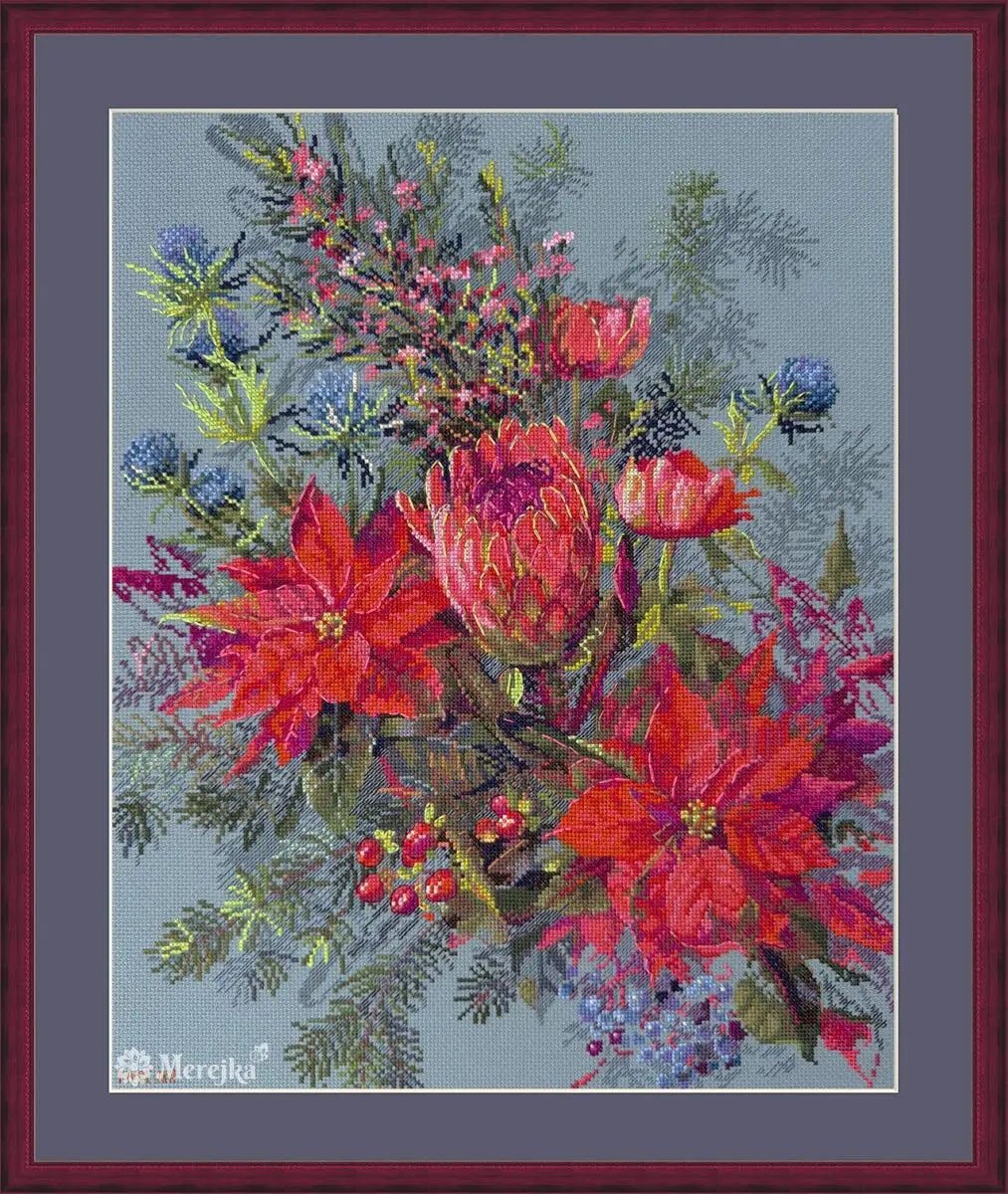 K-272 Мережка Набір для вишивки рахунковим хрестиком - Різдвяна композиція 30х42 см, Aida 16 ct ...